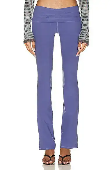 Alo Yoga Soft Low Rise Fold Over Bootcut Legging In Blue